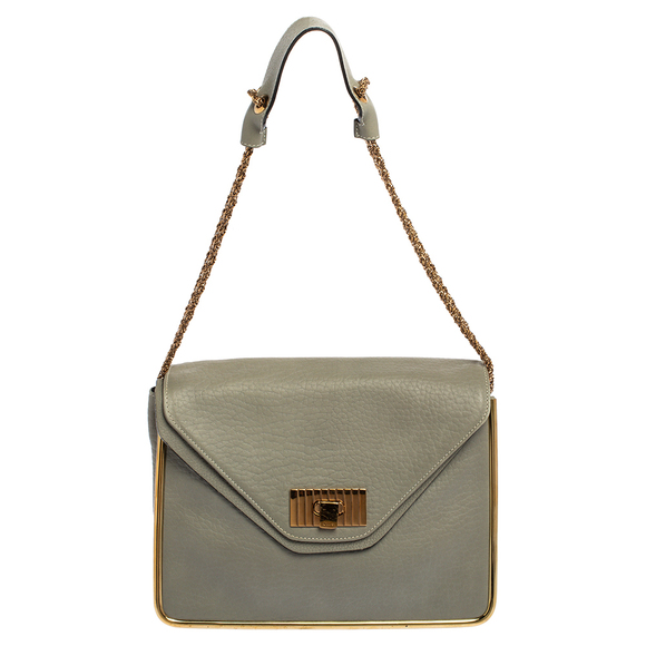 Chloe | Bags | Chloe Grey Leather Medium Sally Flap Shoulder Bag | Poshmark